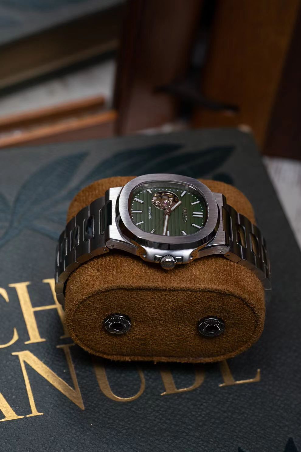 SEIKO MOD NAUTILUS KAKI OPEN HEART - Brand watch specialty store